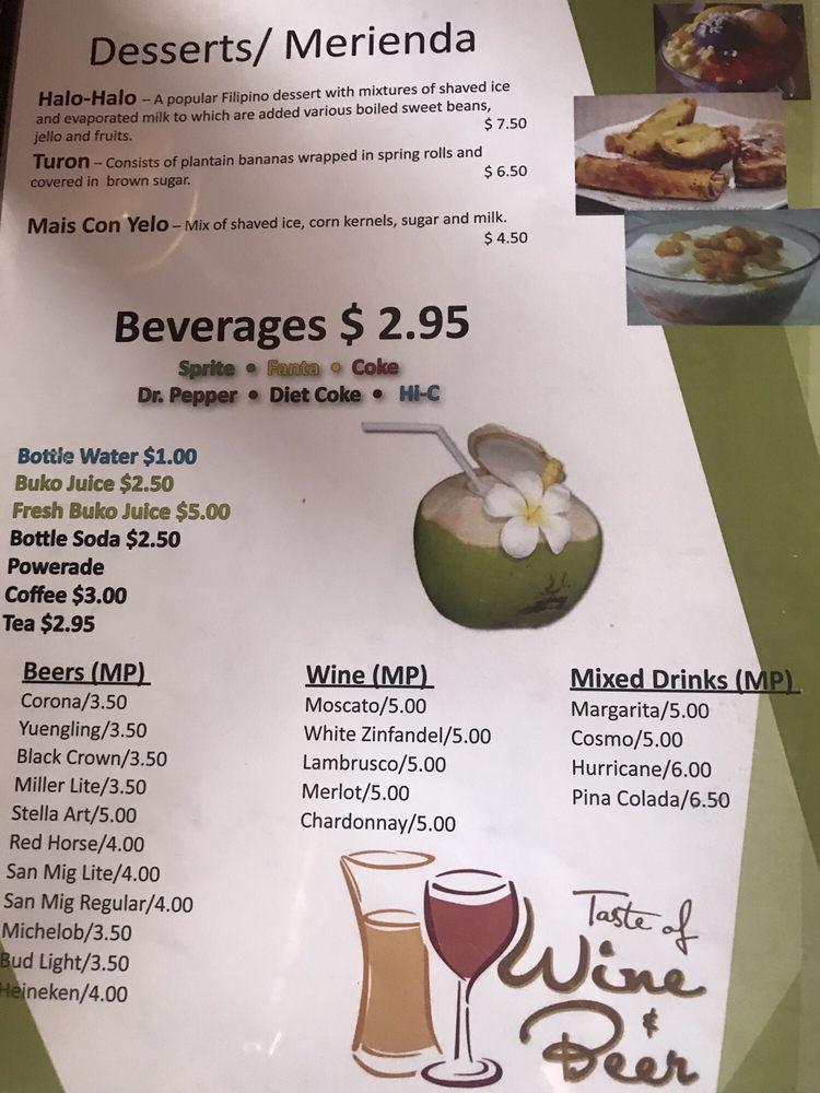 Menu at Ruby-Gin Filipino Restaurant, Pensacola, 2 N Old Corry Field Rd