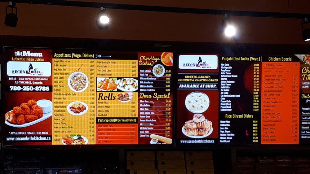 Menu at Second Wife Kitchen restaurant, Edmonton