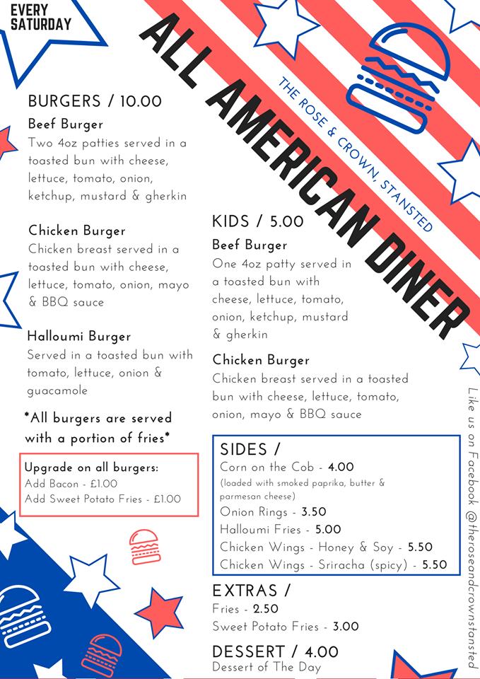 Menu at The Rose & Crown Stansted pub & bar, Stansted Mountfitchet, 31 ...