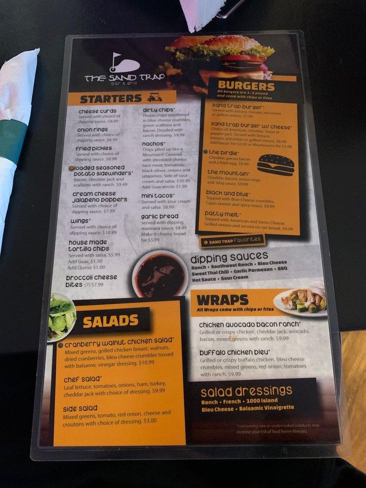 Menu at The Sand Trap Bar & Grill, Lake Delton