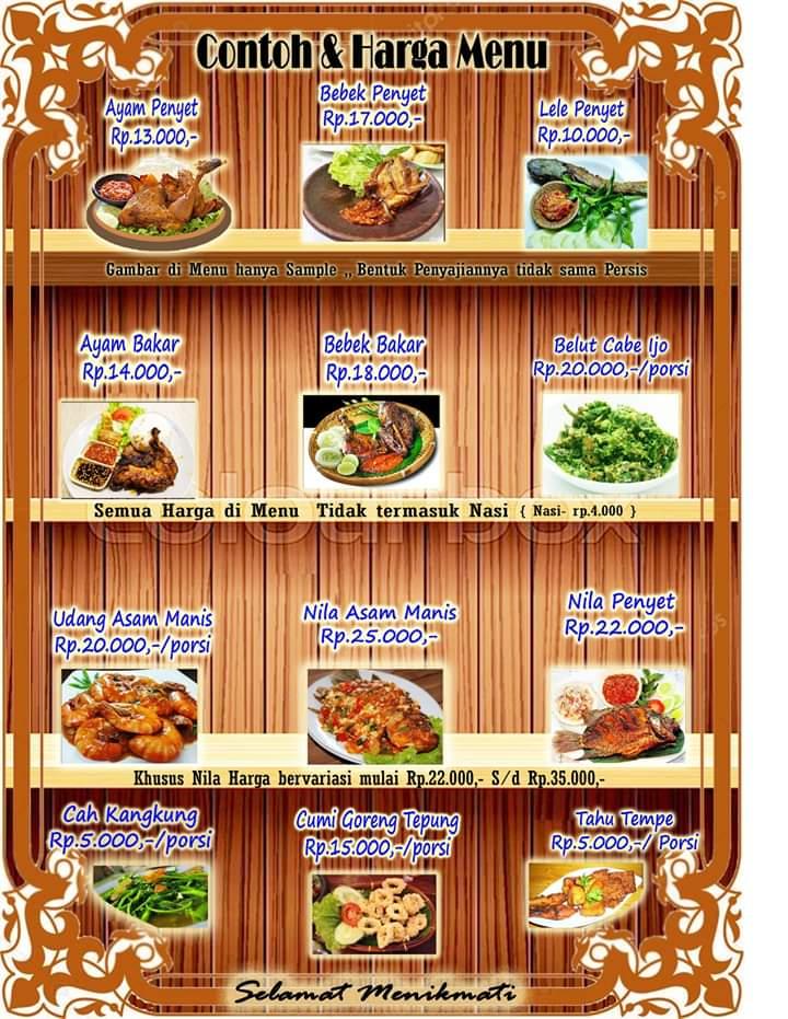 Menu at Warung seafood restaurant, Lubuk Pakam