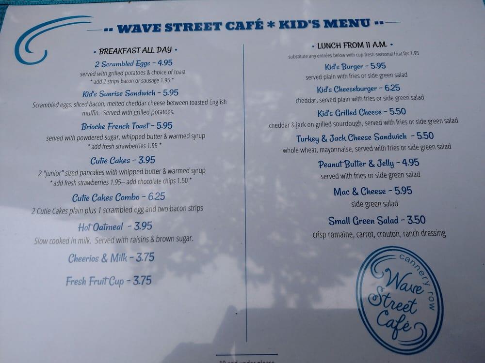 Carta de Wave Street Cafe, Monterrey