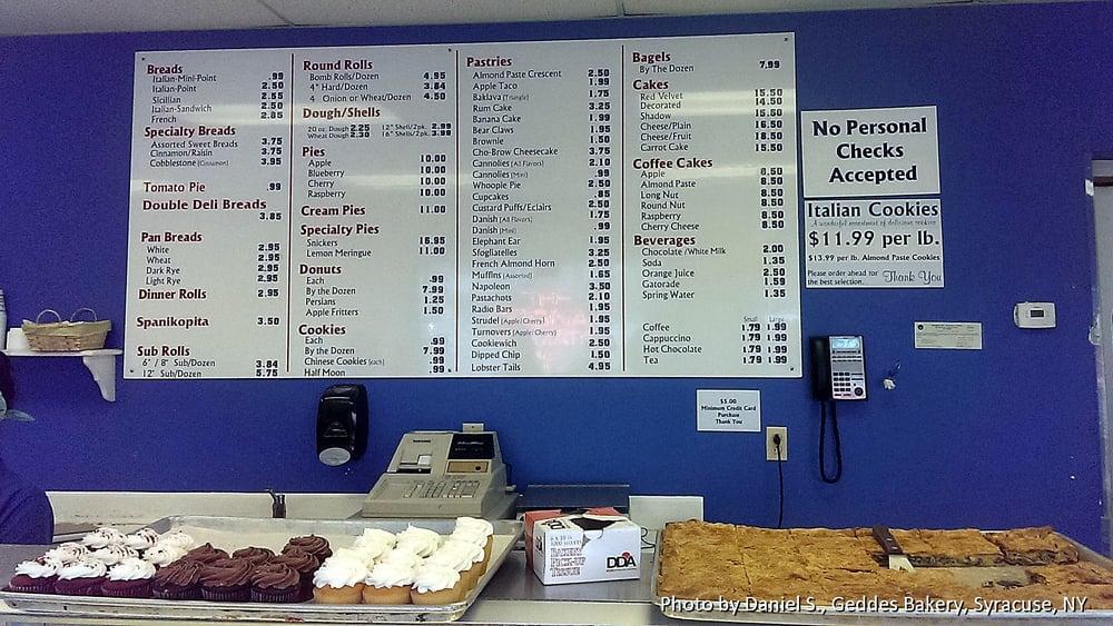 Menu at Geddes Bakery, North Syracuse
