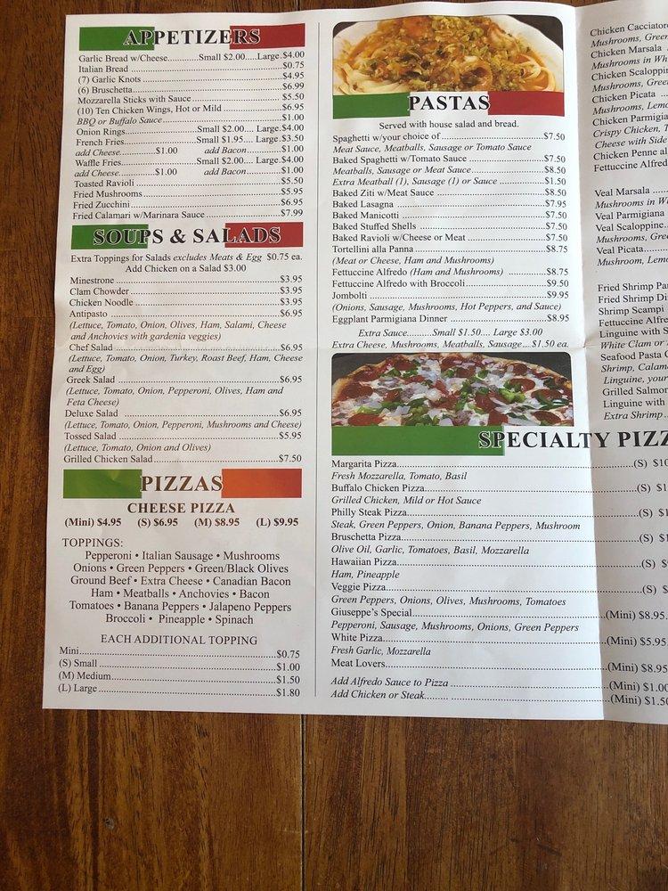Menu at Giuseppe's Pizza pizzeria, Richmond, Hull Street Rd