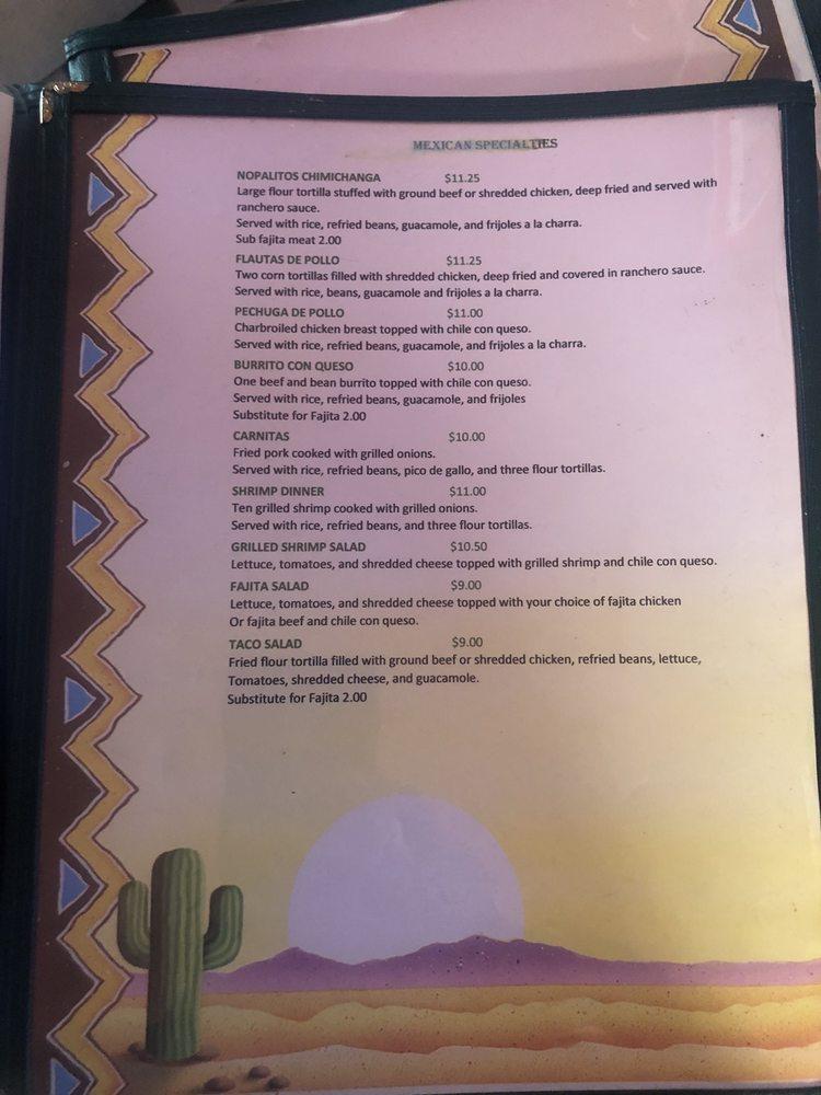 Menu at Nopalitos Mexican Restaurant, Anahuac