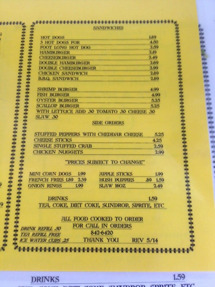 Menu at Silver Hill Grill restaurant, Holden Beach