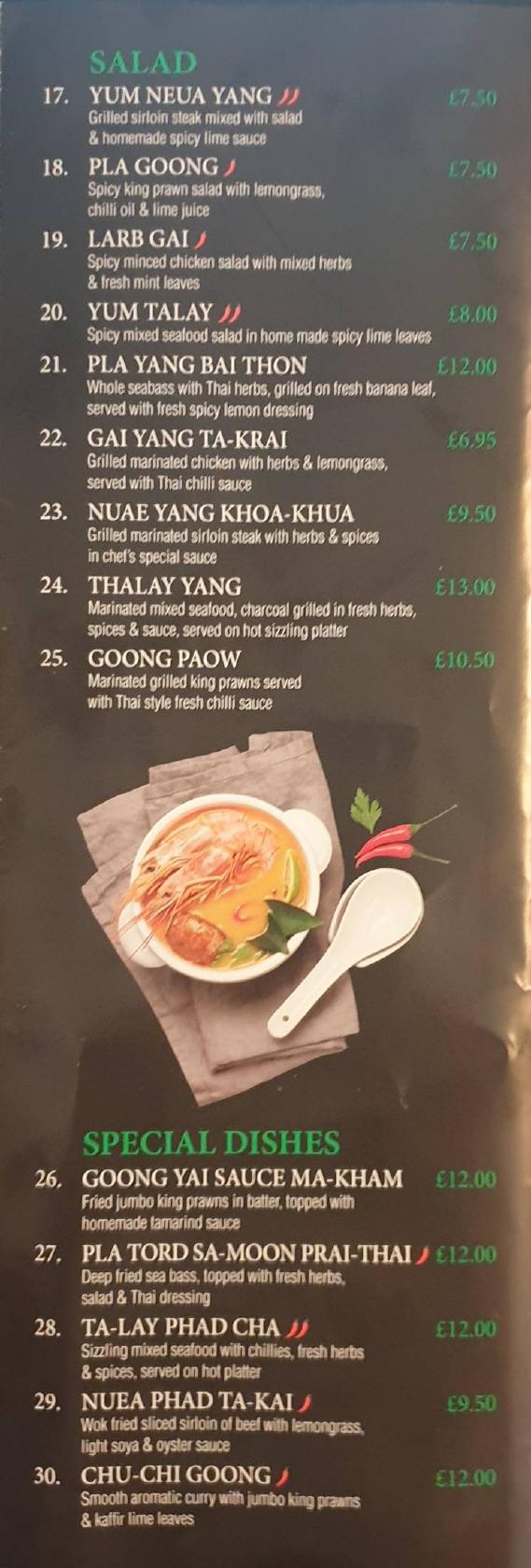 Menu at Thai Chef Restaurant, Leighton Buzzard