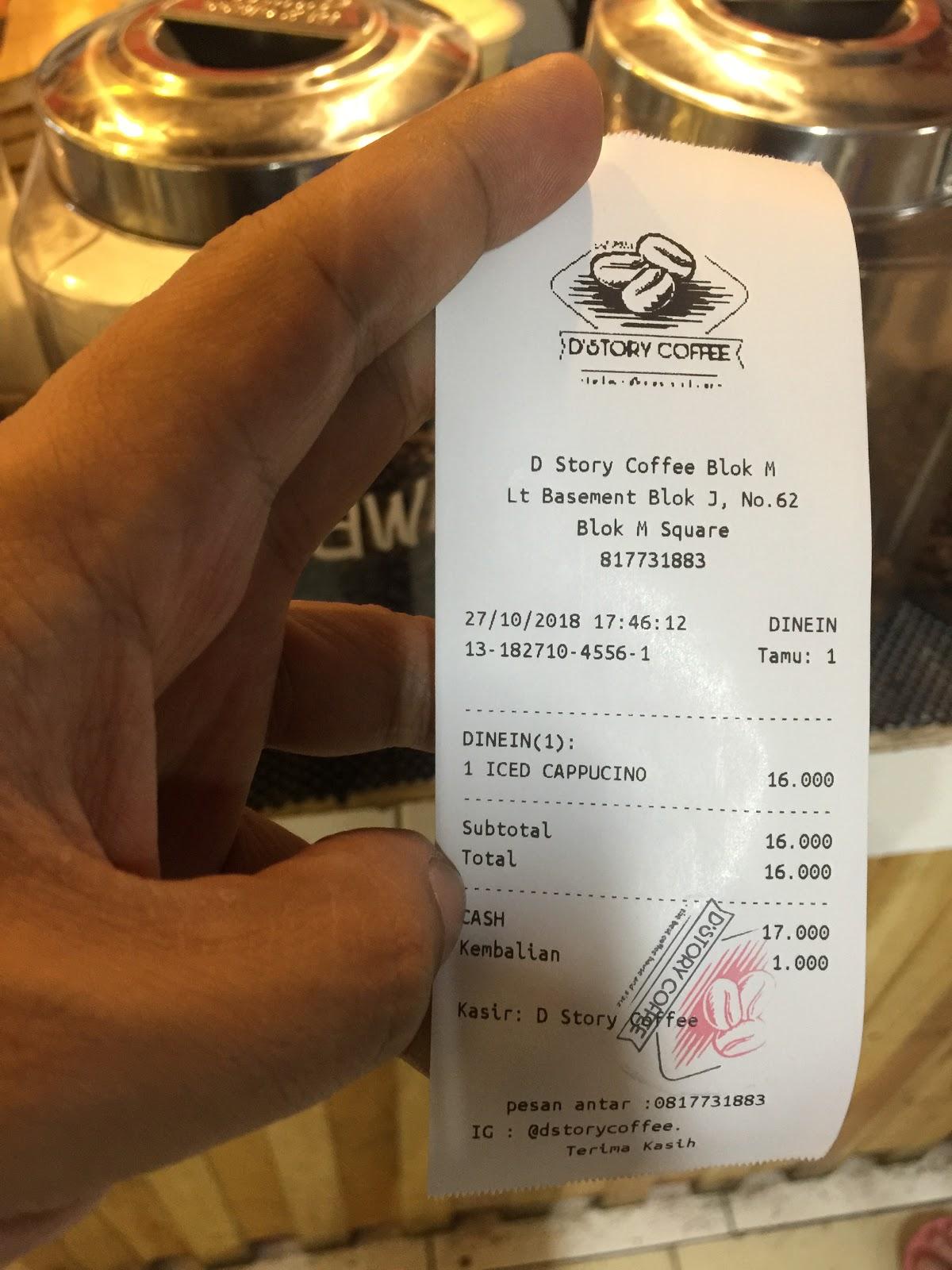 Menu at D'STORY COFFEE cafe, South Jakarta