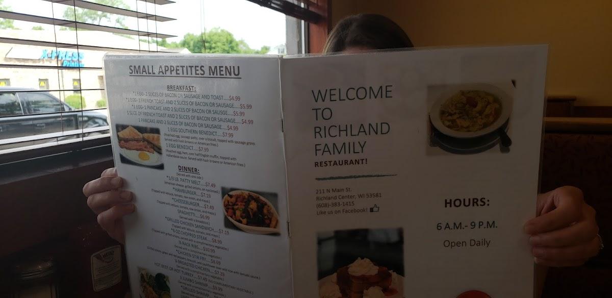Menu at Richland Family Restaurant, Richland Center