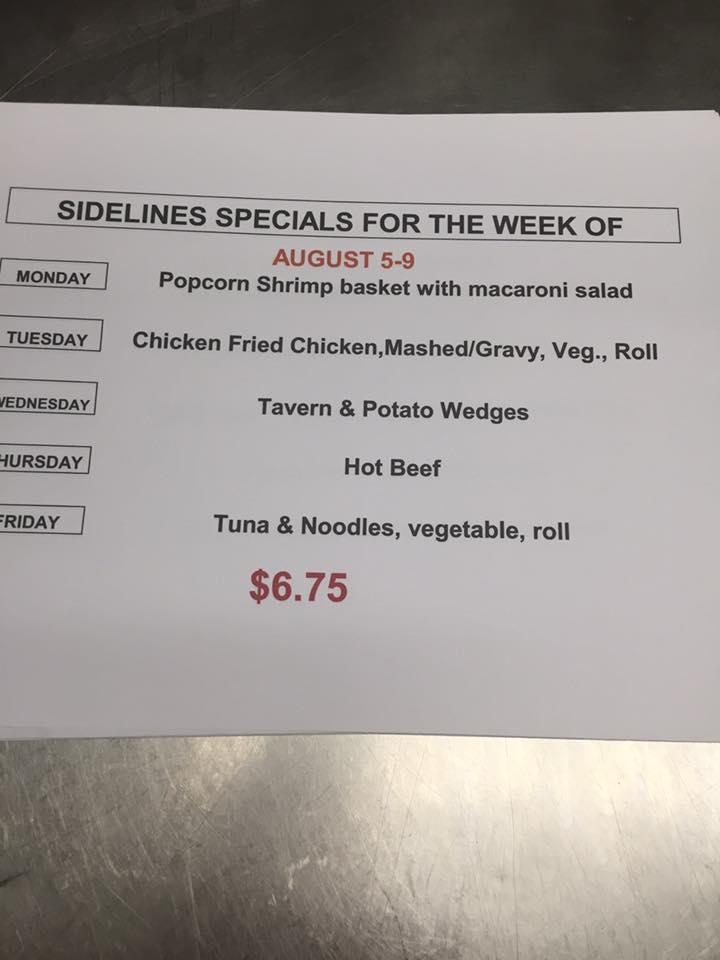 Menu at Sidelines pub & bar, Wakefield