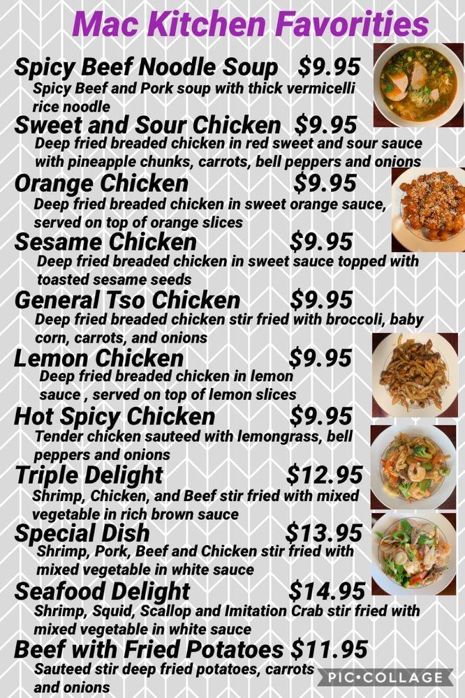 Menu at Mac Kitchen restaurant, Lino Lakes