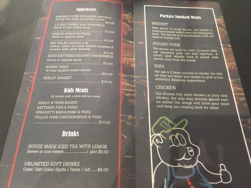 Menu at Porkies BAR-B-QUE, Bayswater
