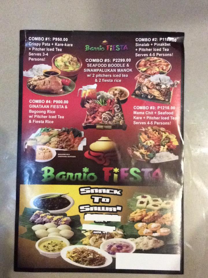 Menu at Barrio Fiesta, Santa Rosa, Ground Floor