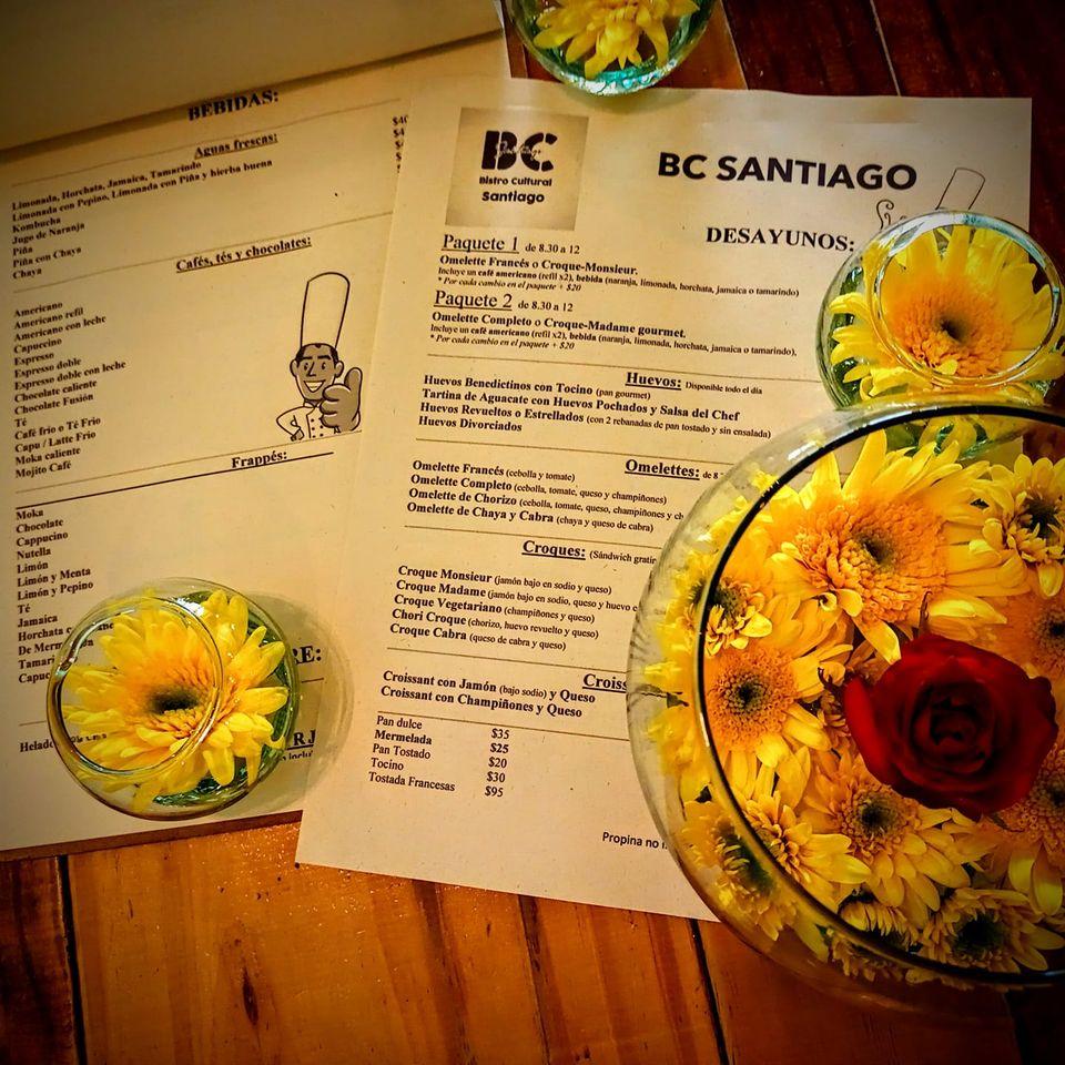 Menu at Bistro Cultural Santiago restaurant, Merida