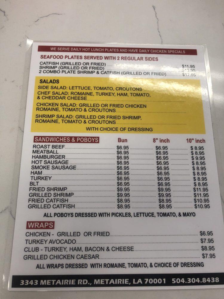 Menu at Chaps Chicken restaurant, Metairie