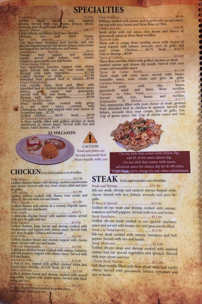 Menu at El Mezcal restaurant, Memphis, 402 Perkins Extd