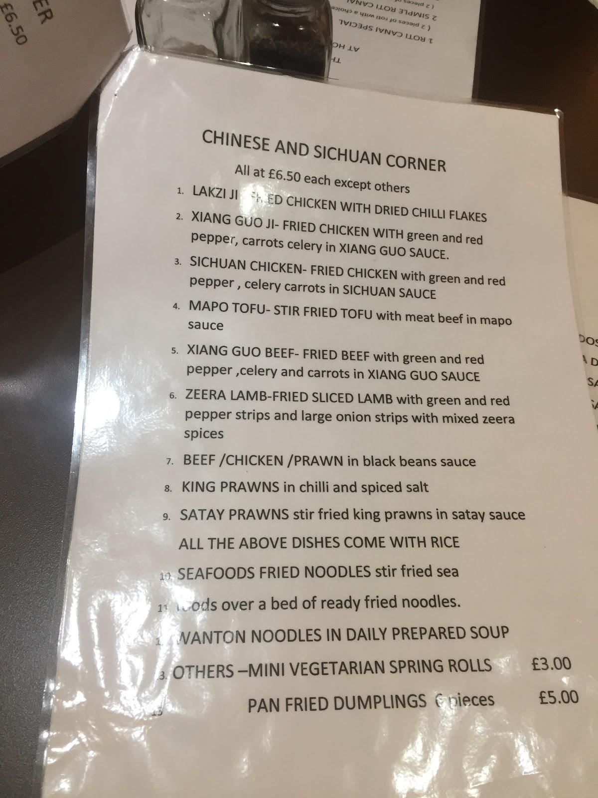 Menu at Hot & Spicy Malaysia restaurant, London
