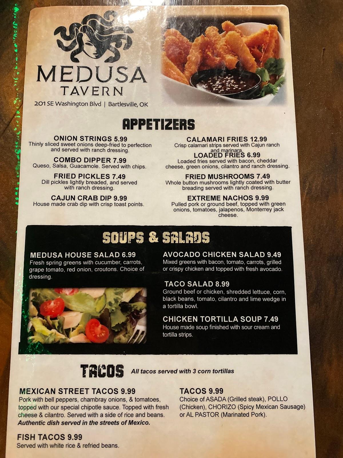 Menu at Medusa Grill & Bar, Bartlesville