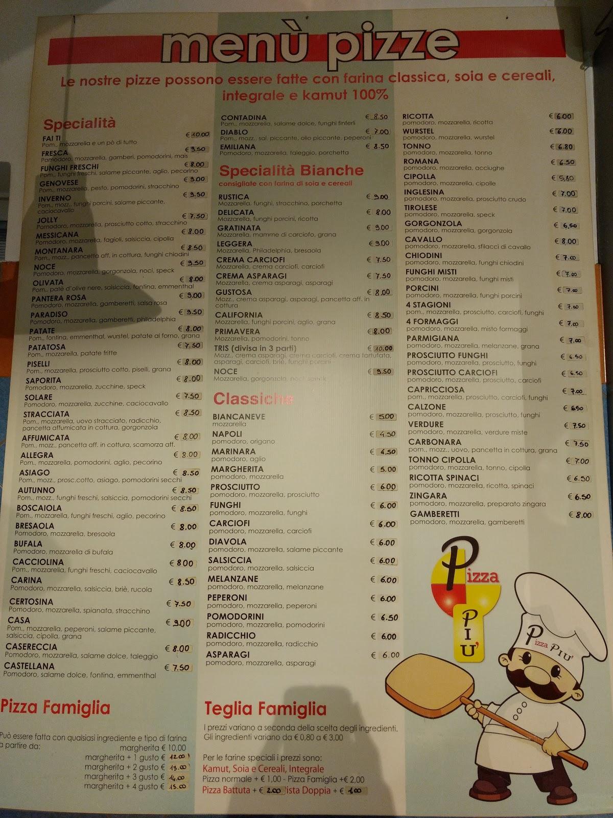 Menu at Pizzapiu' Snc di Bellemo Daniele e C. restaurant, Chioggia
