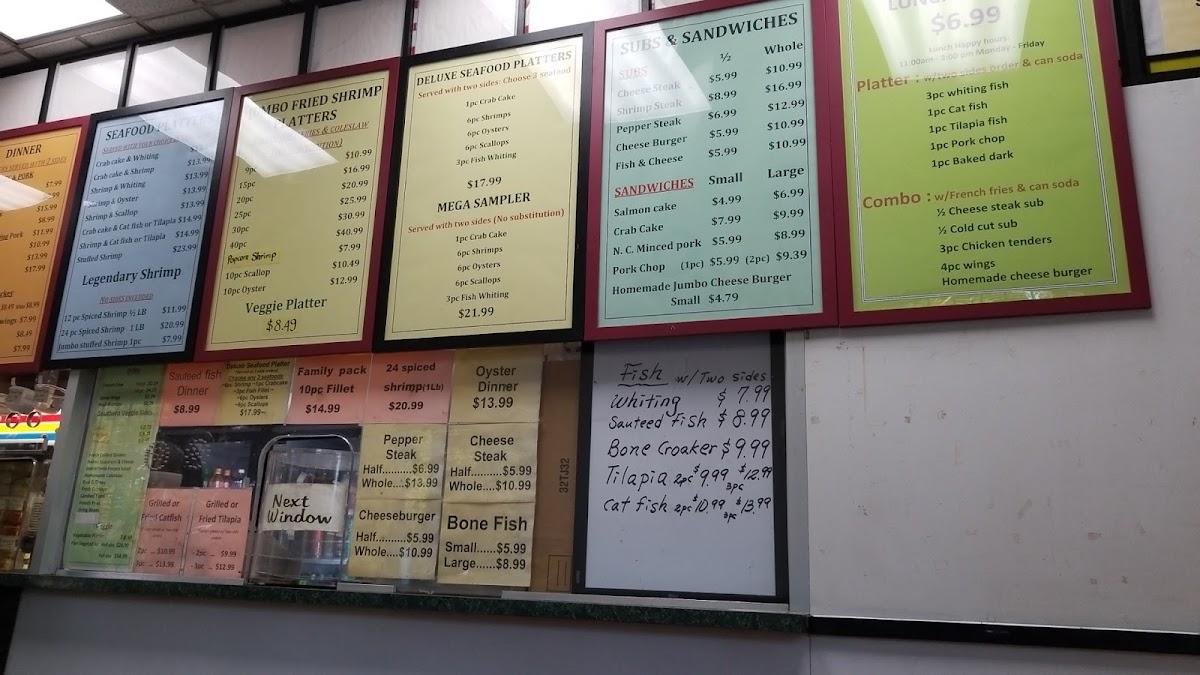 Menu at Suburban Seafood restaurant, Capitol Heights