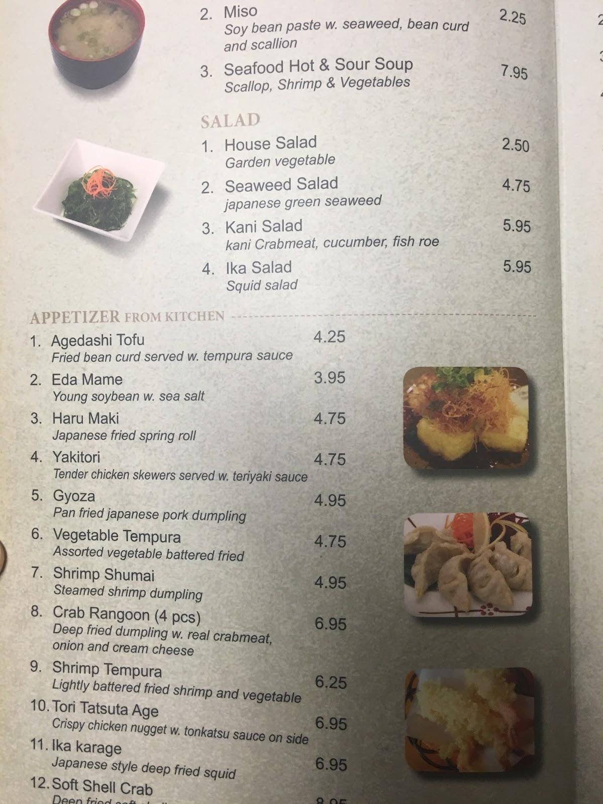 Menu at Tokyo Steak House restaurant, Jackson