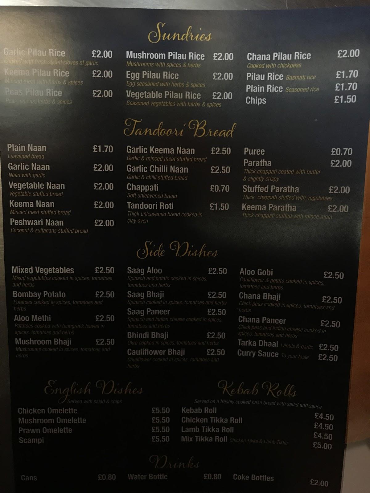 Menu at Ali Raj Indian Takeaway fast food, Blackburn