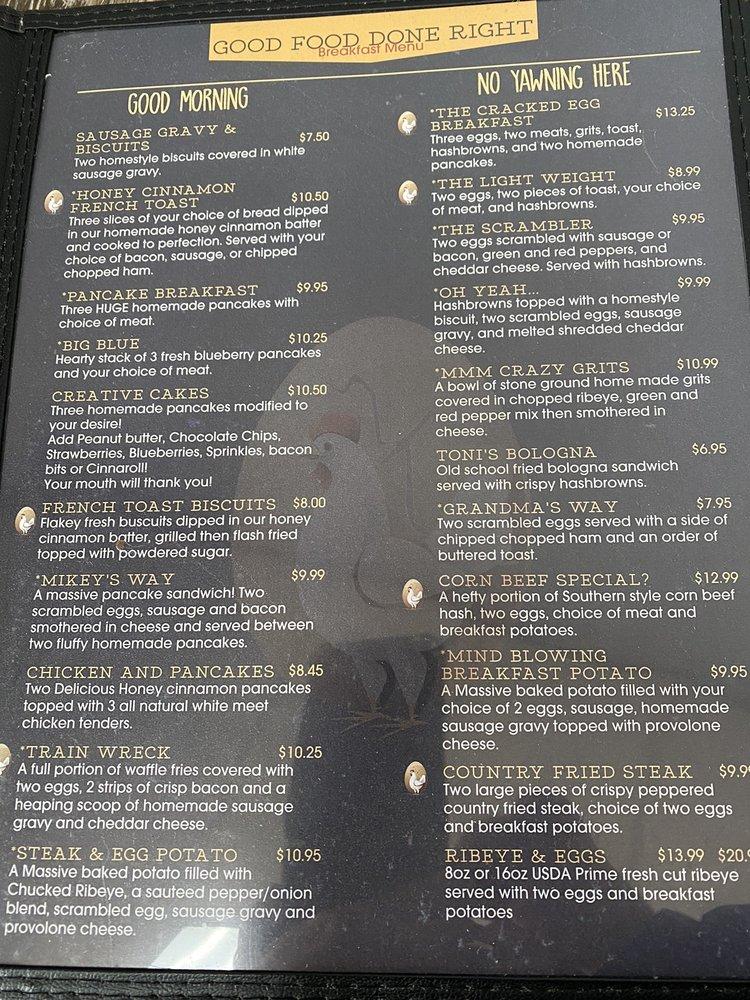 Menu at Cracked Egg Cafe, Canton