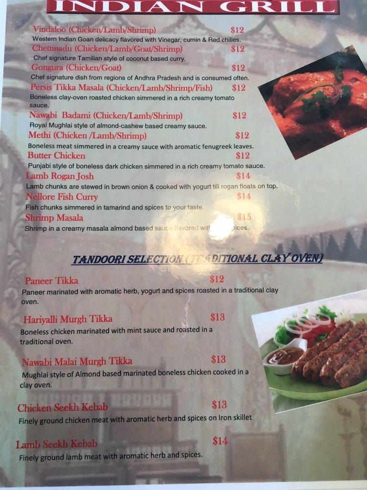 Menu at Persis Biryani Indian Grill restaurant, Greenville