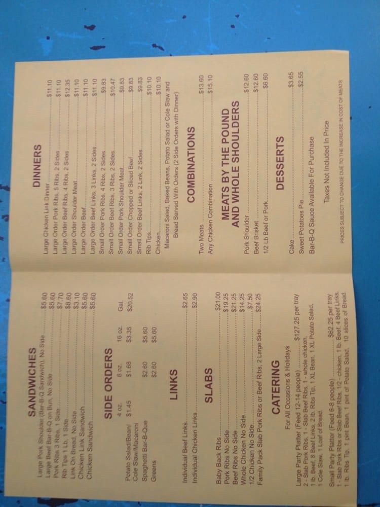 Menu at Jay Bee's Bar-B-Q, Gardena
