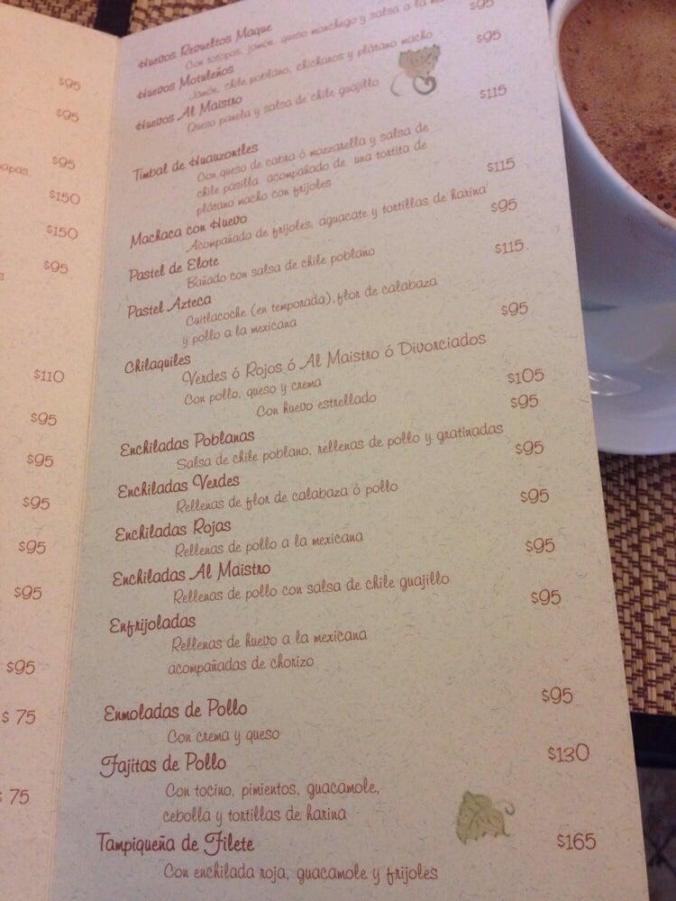 Carta de MAQUE café, Ciudad de México, Calle Ozuluama 4