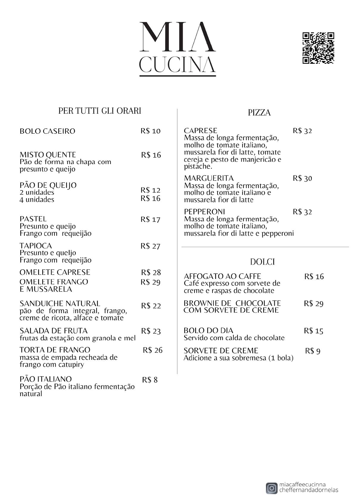 Menu em Mia Caffe e Cucina restaurante, Campinas