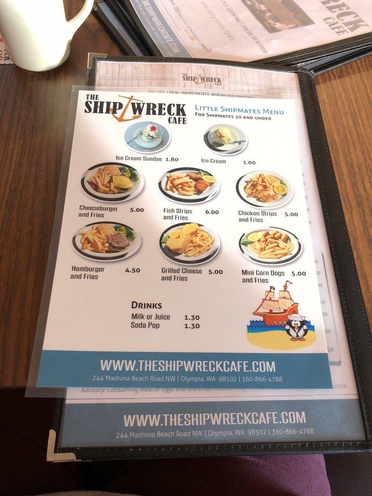 Menu at Shipwreck Cafe, Olympia