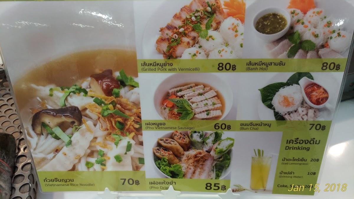 Menu at Vietnam Express restaurant, Bangkok, PHX7+P9H