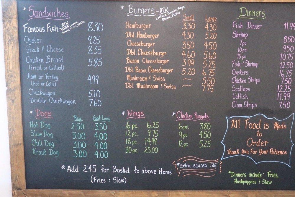 Menu at Bantam Chef restaurant, St. Augustine