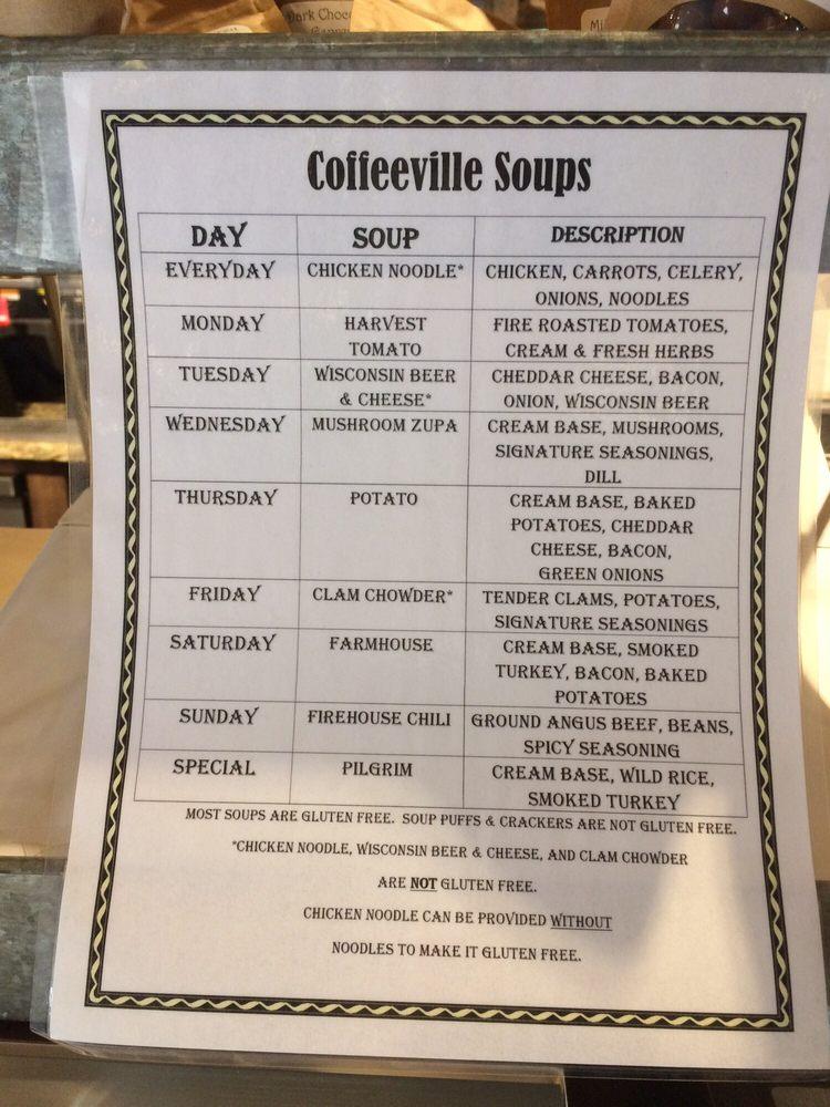 Menu at Coffeeville Company cafe, Jackson