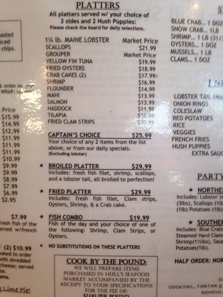 Menu at Hull's Seafood Restaurant, Ormond Beach, 111 W Granada Blvd
