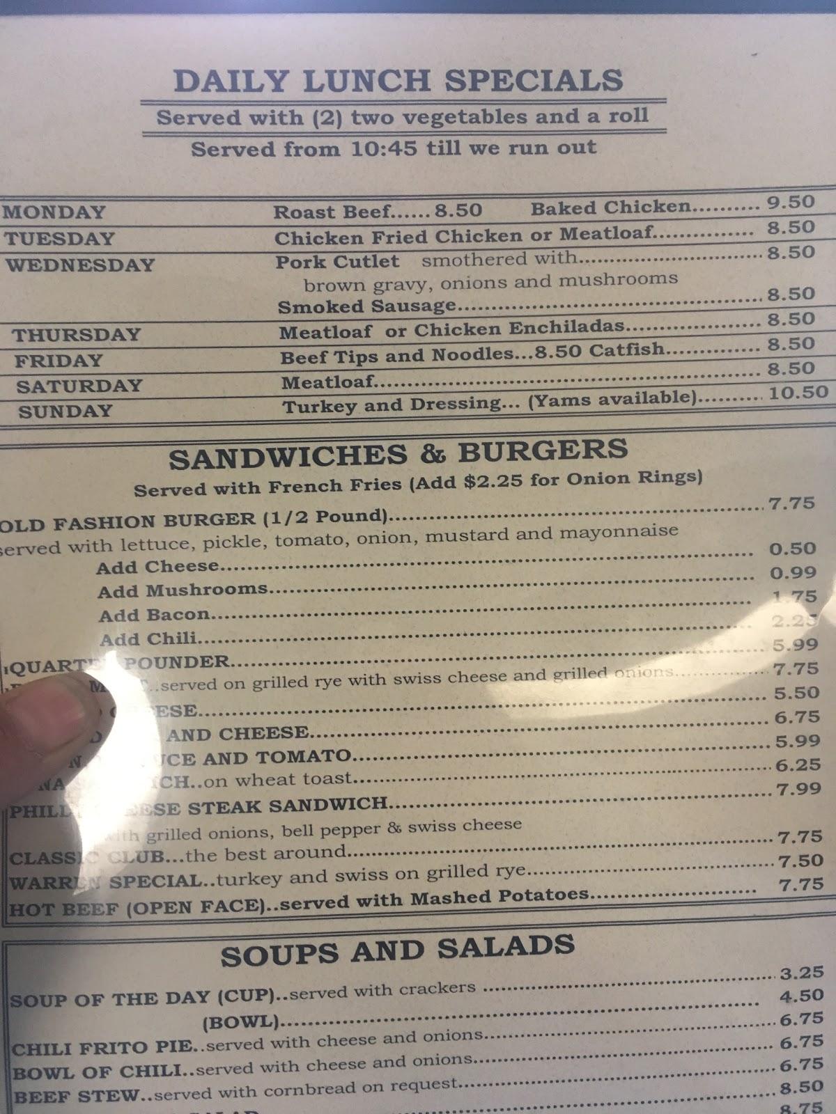 Menu at West Side Cafe, Fort Worth