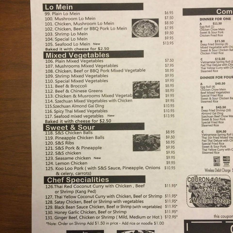 Menu at Chef Express restaurant, Saskatoon, 329 3rd Ave N