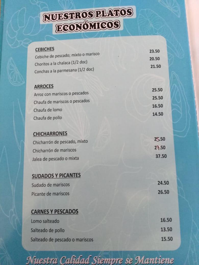 Carta del restaurante La Viña De Huber, Pisco