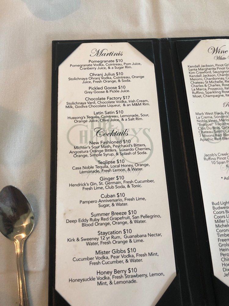 Menu at The Chimneys Restaurant, Gulfport, E Beach Blvd