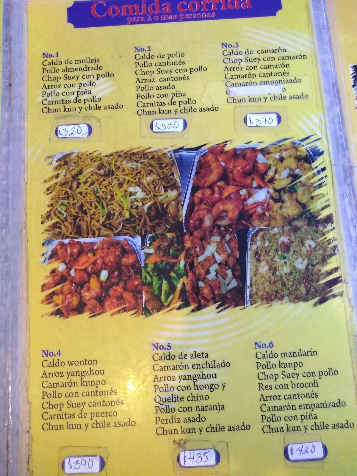 Menu at Comida China Hainan restaurant, Tijuana