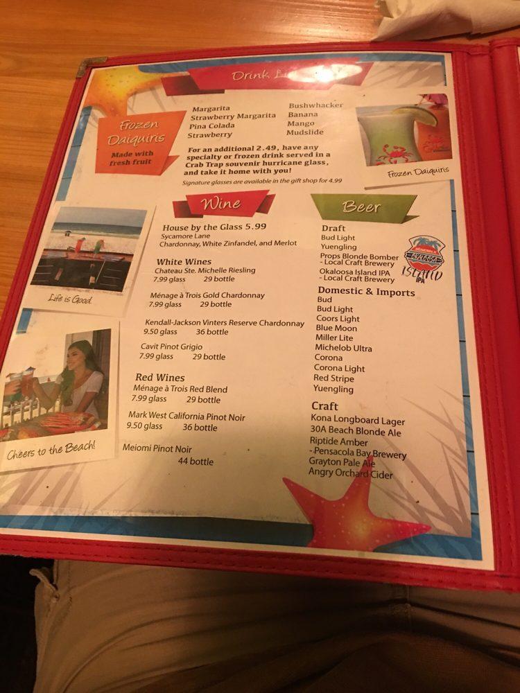 Menu at Crab Trap, Fort Walton Beach restaurant, Fort Walton Beach