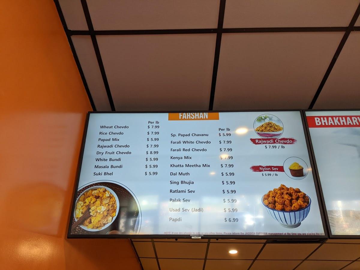 Menu at Jagdish Farshan restaurant, South Plainfield