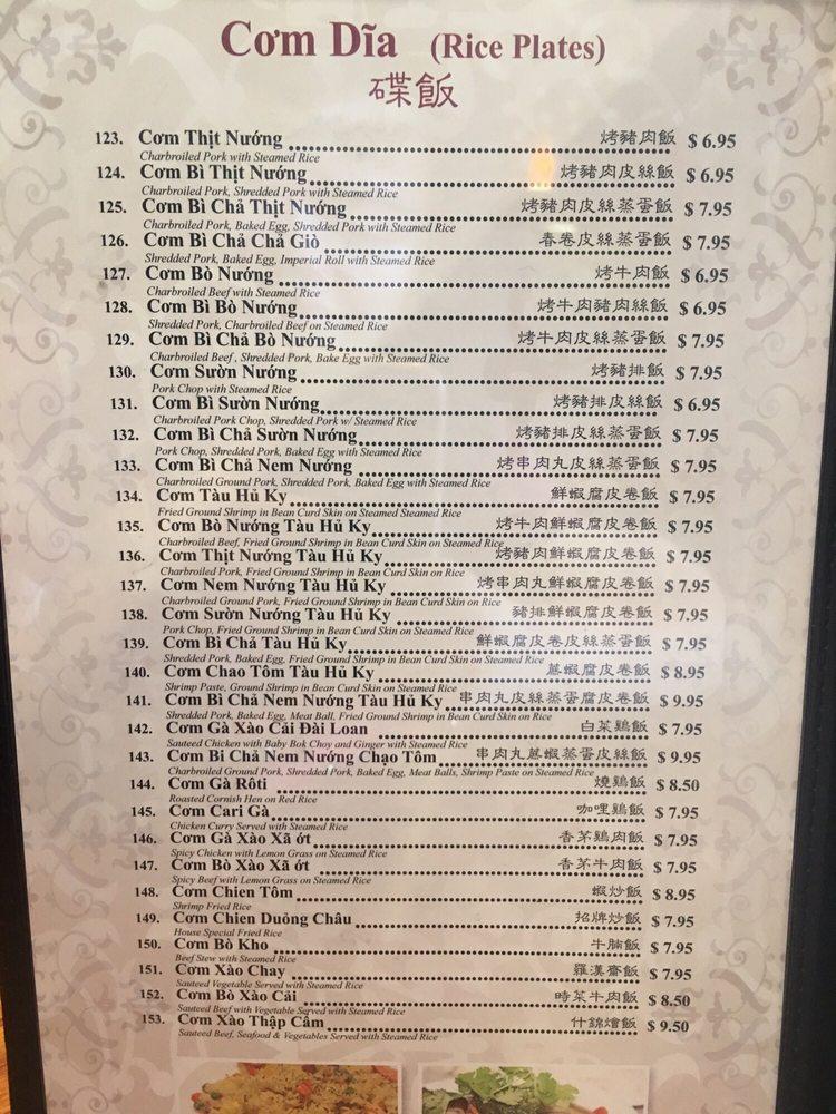 Menu at Saigon Eden restaurant, San Gabriel, 980 E Las Tunas Dr # C
