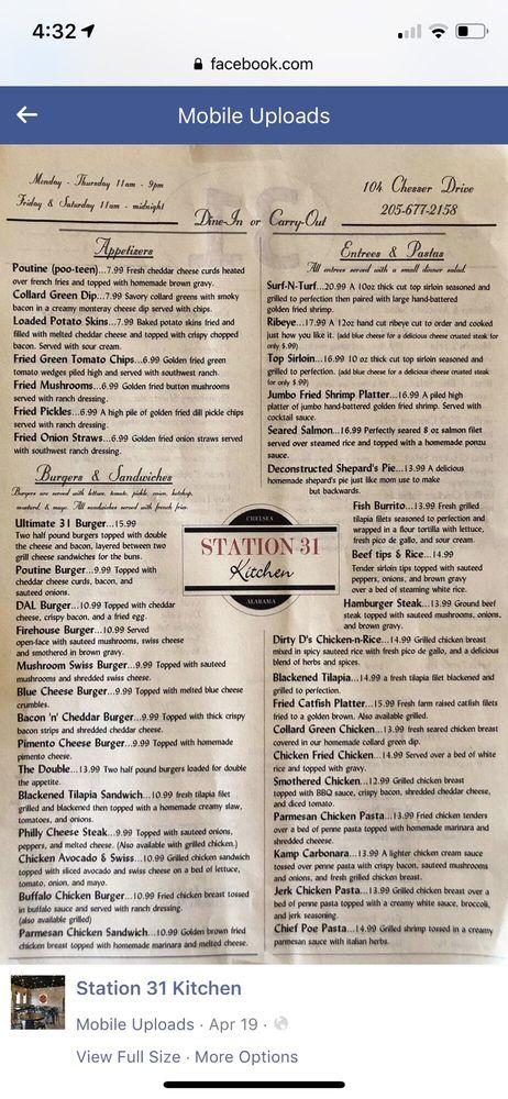 Menu at Station 31 Kitchen pub & bar, Chelsea