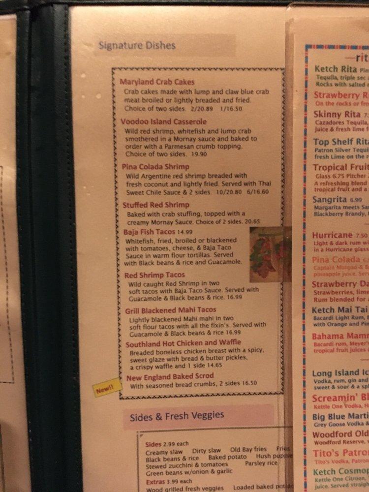 Menu at The Ketch Seafood Grill restaurant, Lexington