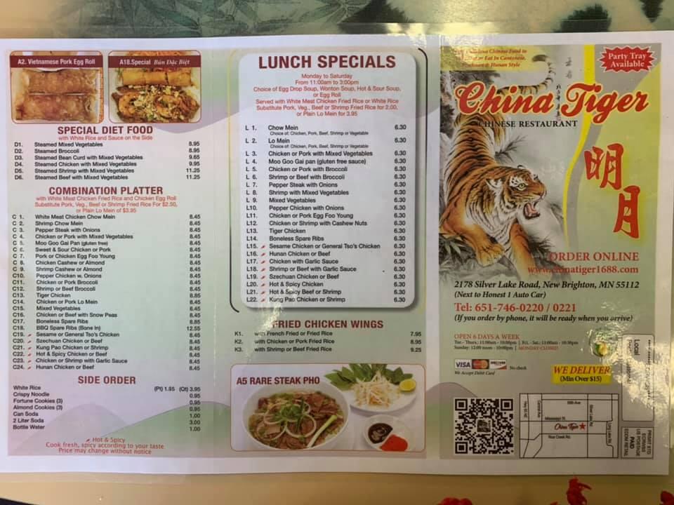 Menu at China Tiger restaurant, New Brighton, Silver Lake Rd NW