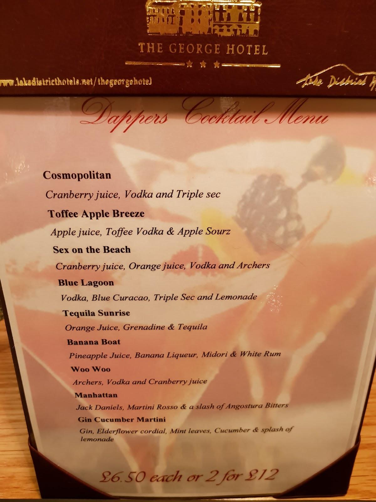 Menu at Dappers Bar, Penrith