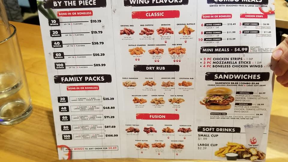 Menu at Fire Wings Antelope restaurant, Antelope