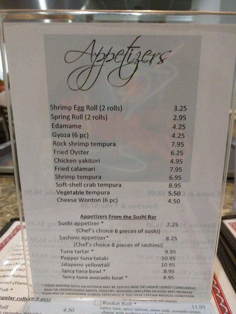 Menu at Hachi Sushi and Japanese Grill restaurant, Cordele